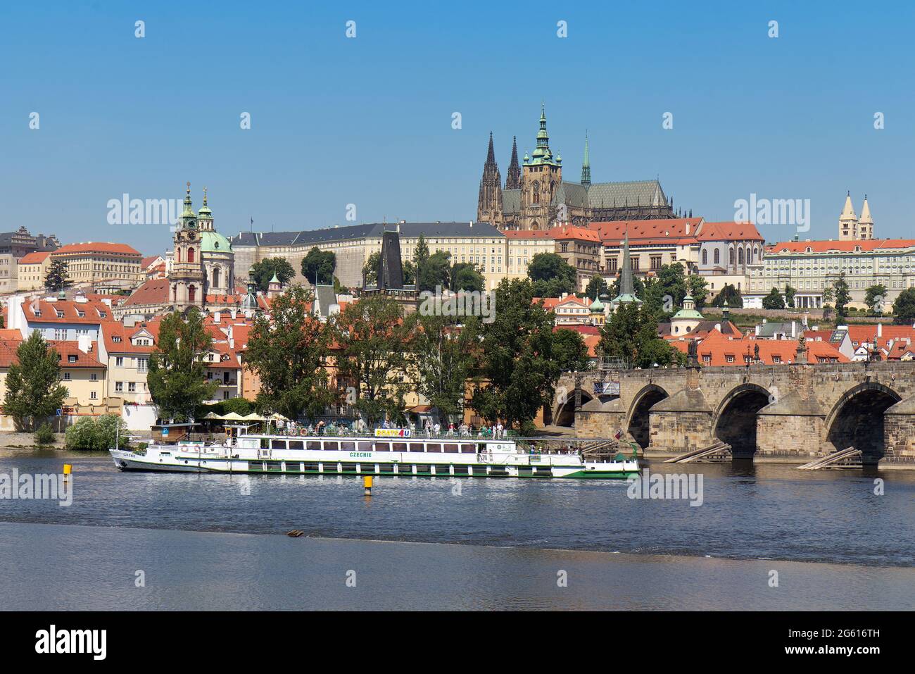 PRAGUE - June 23: Cruise ship Czechie sets sail on June 23, 2021 in ...