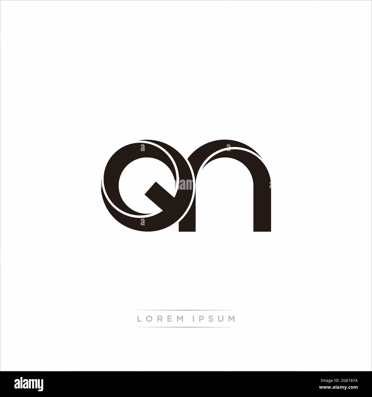 Initial Letter Split Lowercase Modern Monogram linked outline rounded ...