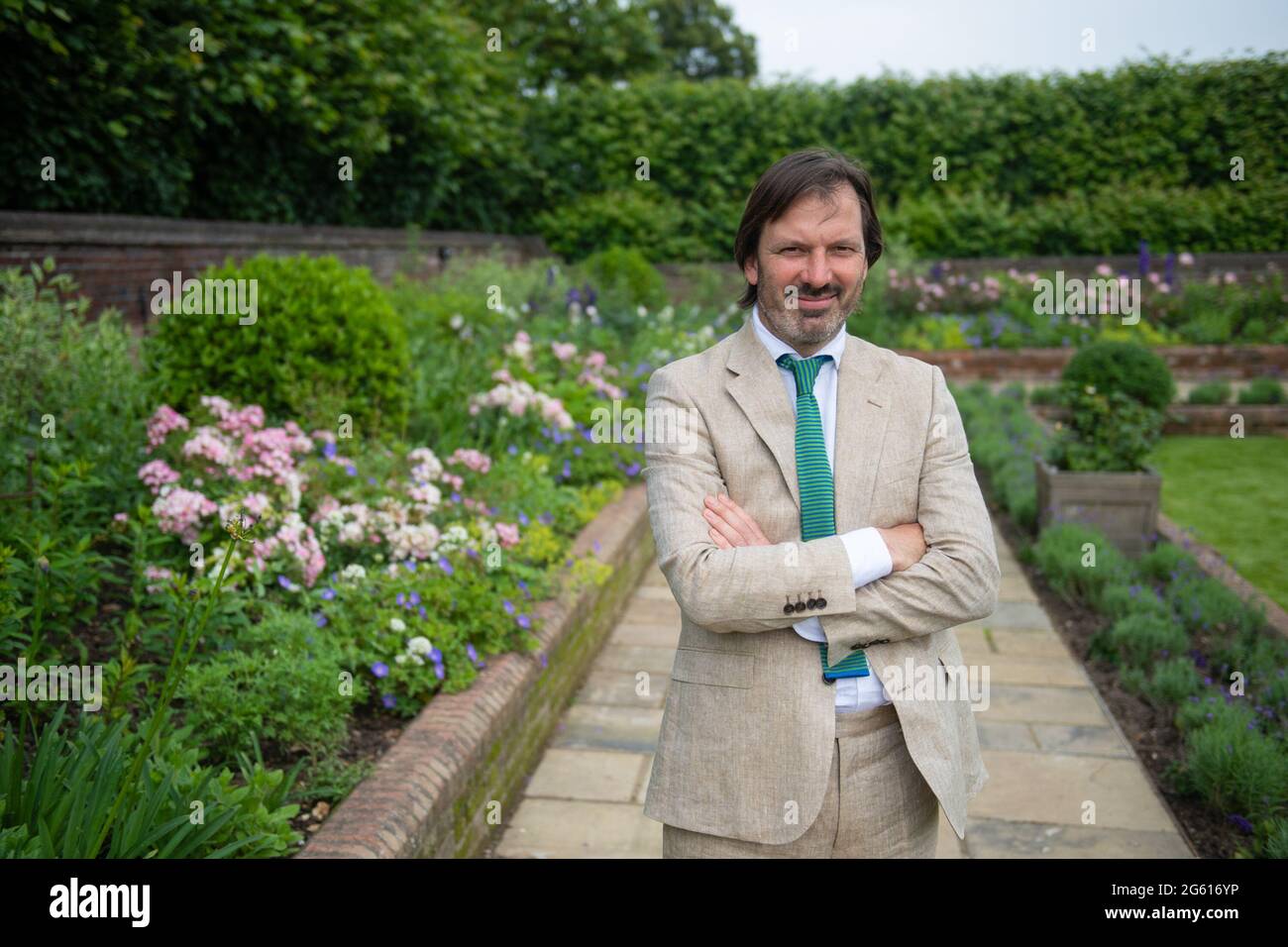 Garden designer Pip Morrison in the Sunken Garden at Kensington Palace ...