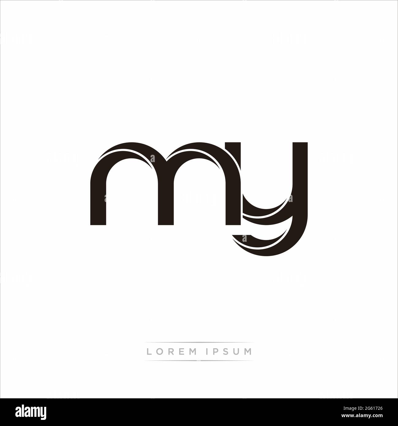 Initial Letter Split Lowercase Modern Monogram linked outline rounded logo isolated on white ...