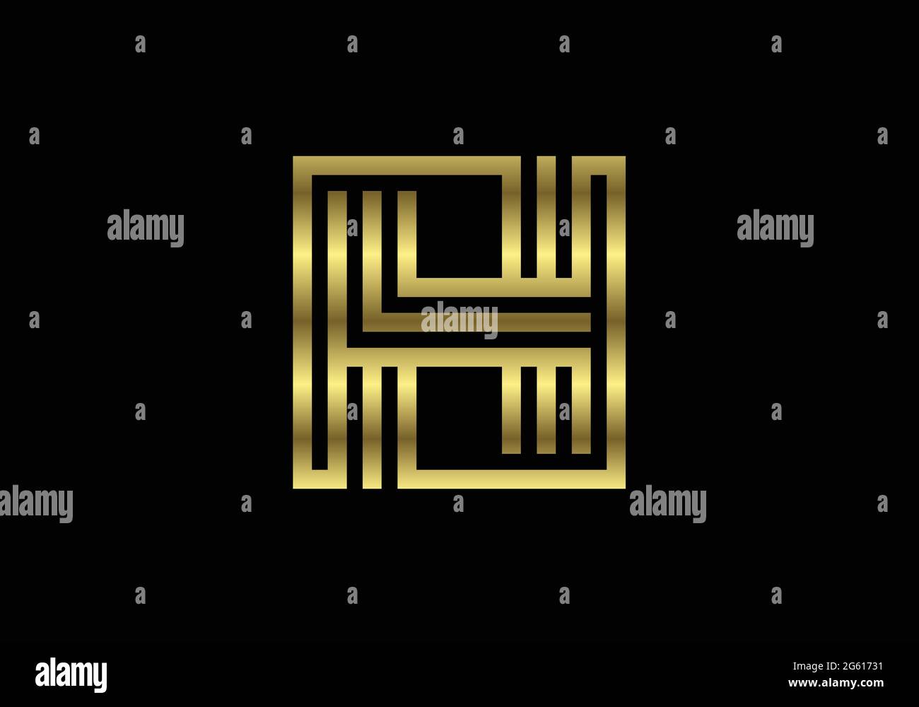 Golden Capital Lines Letter H. Creative Line Letters Design, Graphic ...