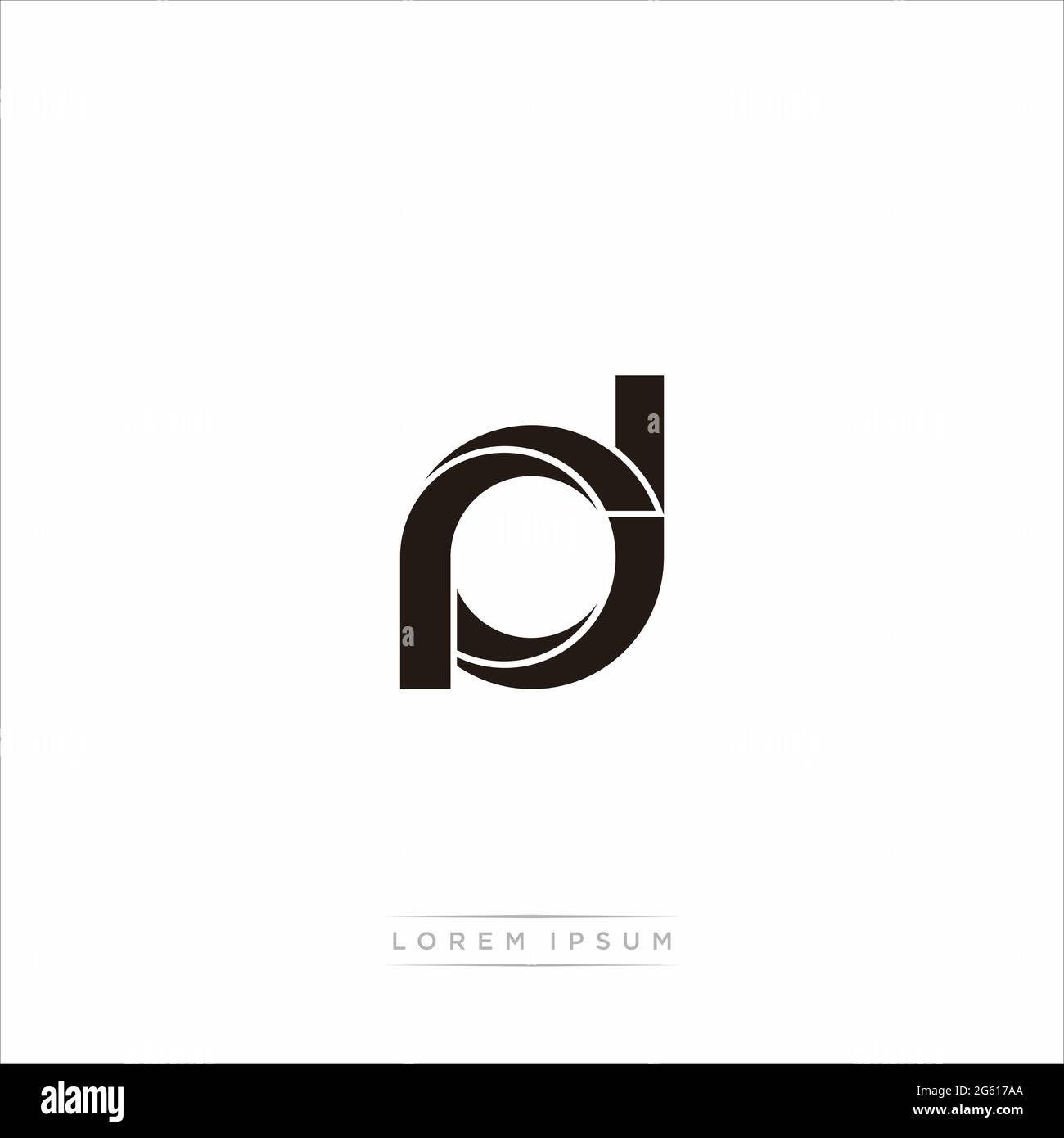 Initial Letter Split Lowercase Modern Monogram linked outline rounded ...