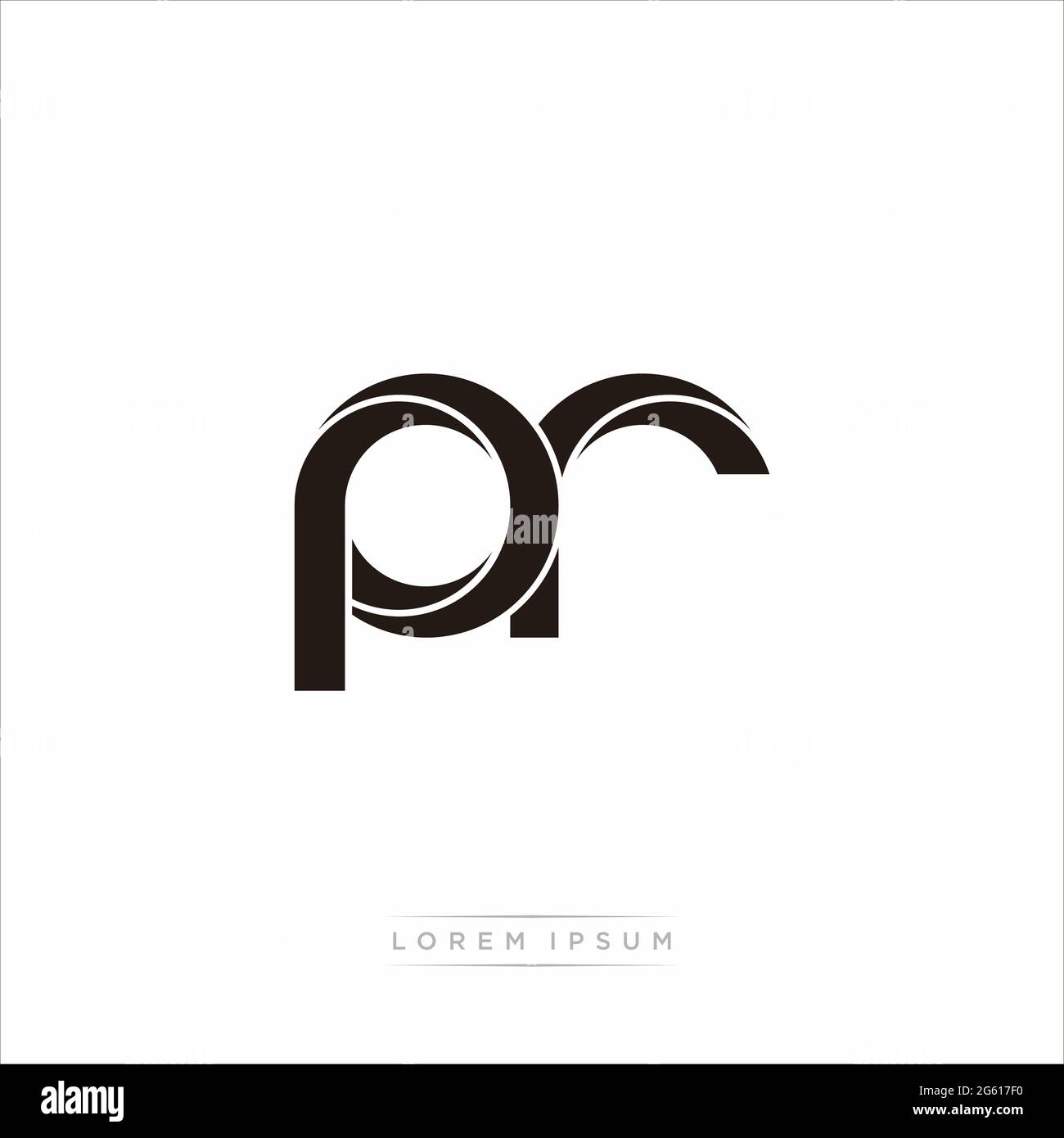 Initial Letter Split Lowercase Modern Monogram linked outline rounded ...