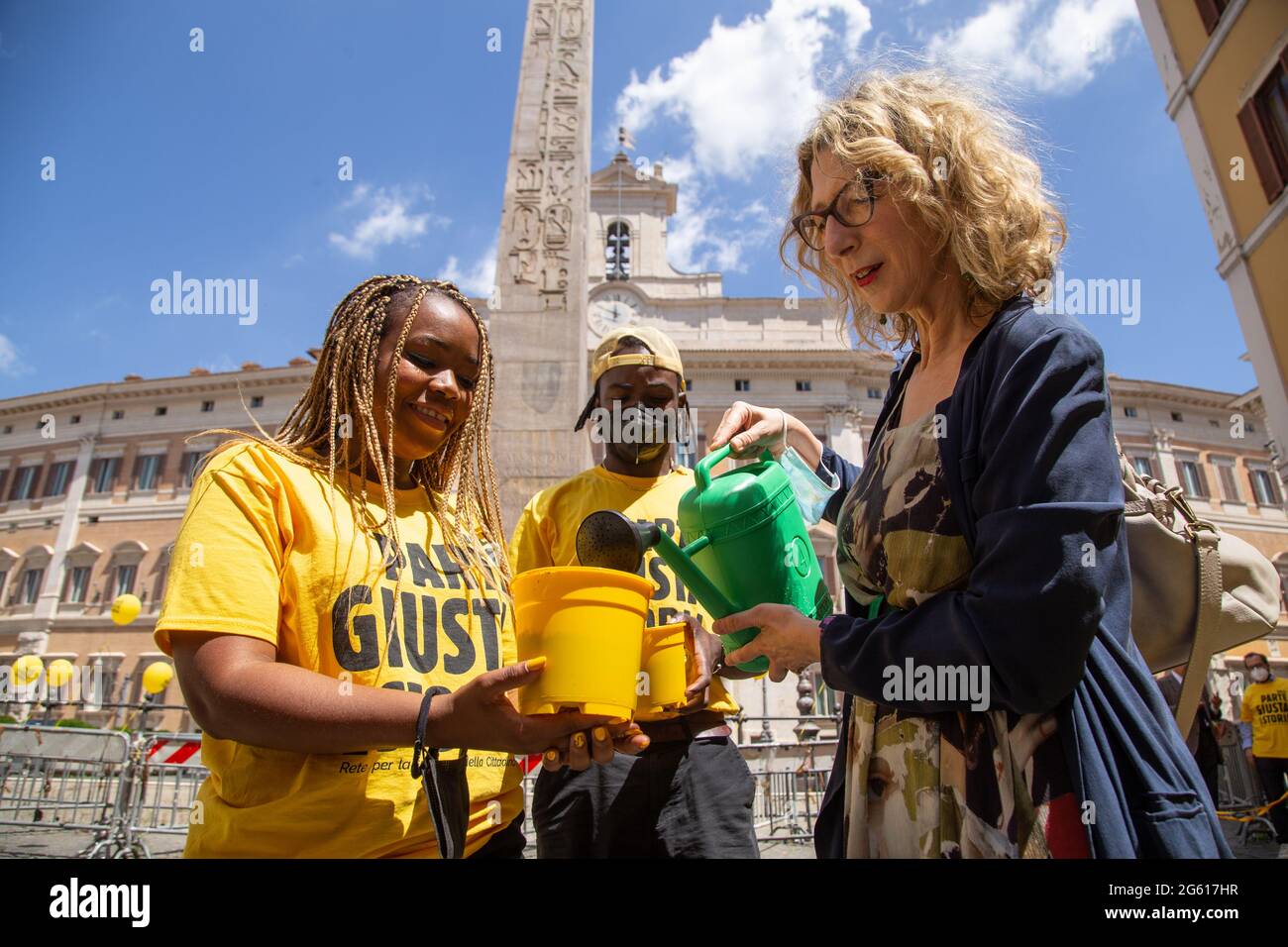 Anna Rossomando, Vice President ofSenate, in front of Montecitorio ...