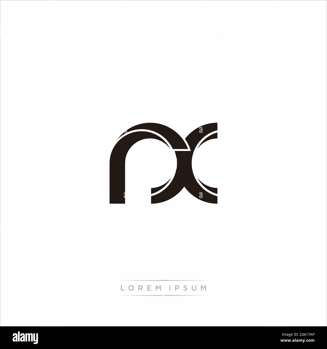 Initial Letter Split Lowercase Modern Monogram linked outline rounded ...