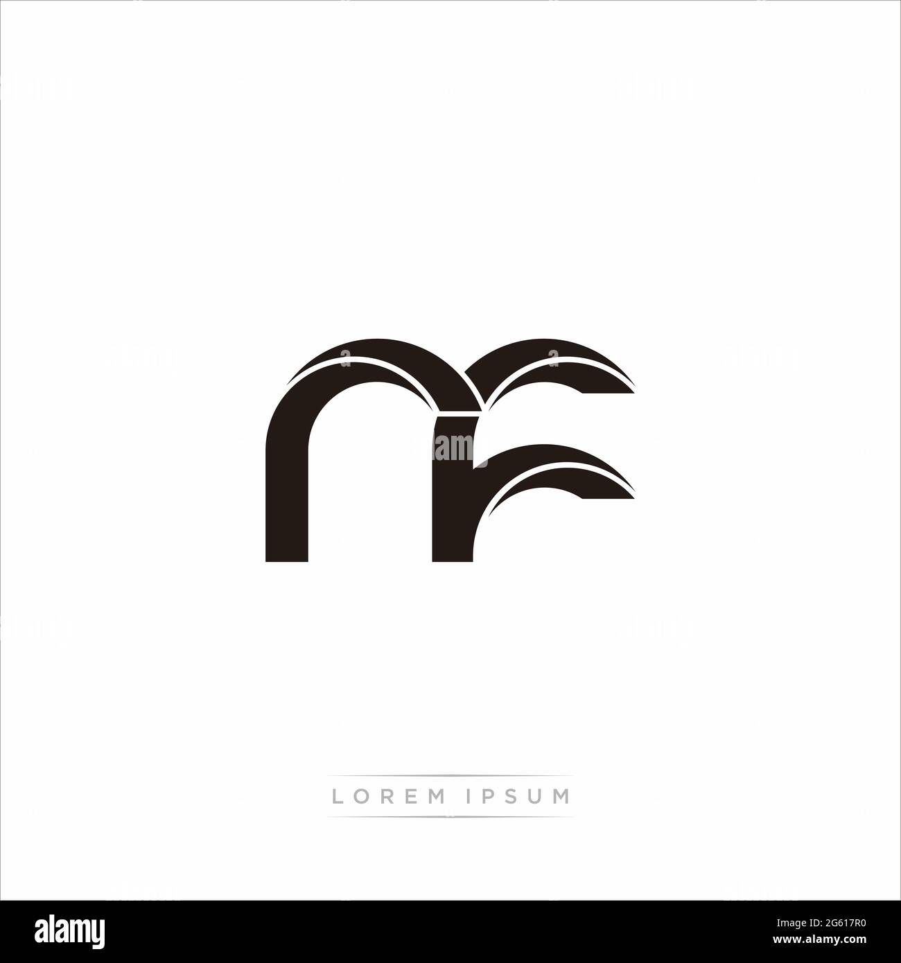 Initial Letter Split Lowercase Modern Monogram linked outline rounded logo isolated on white ...