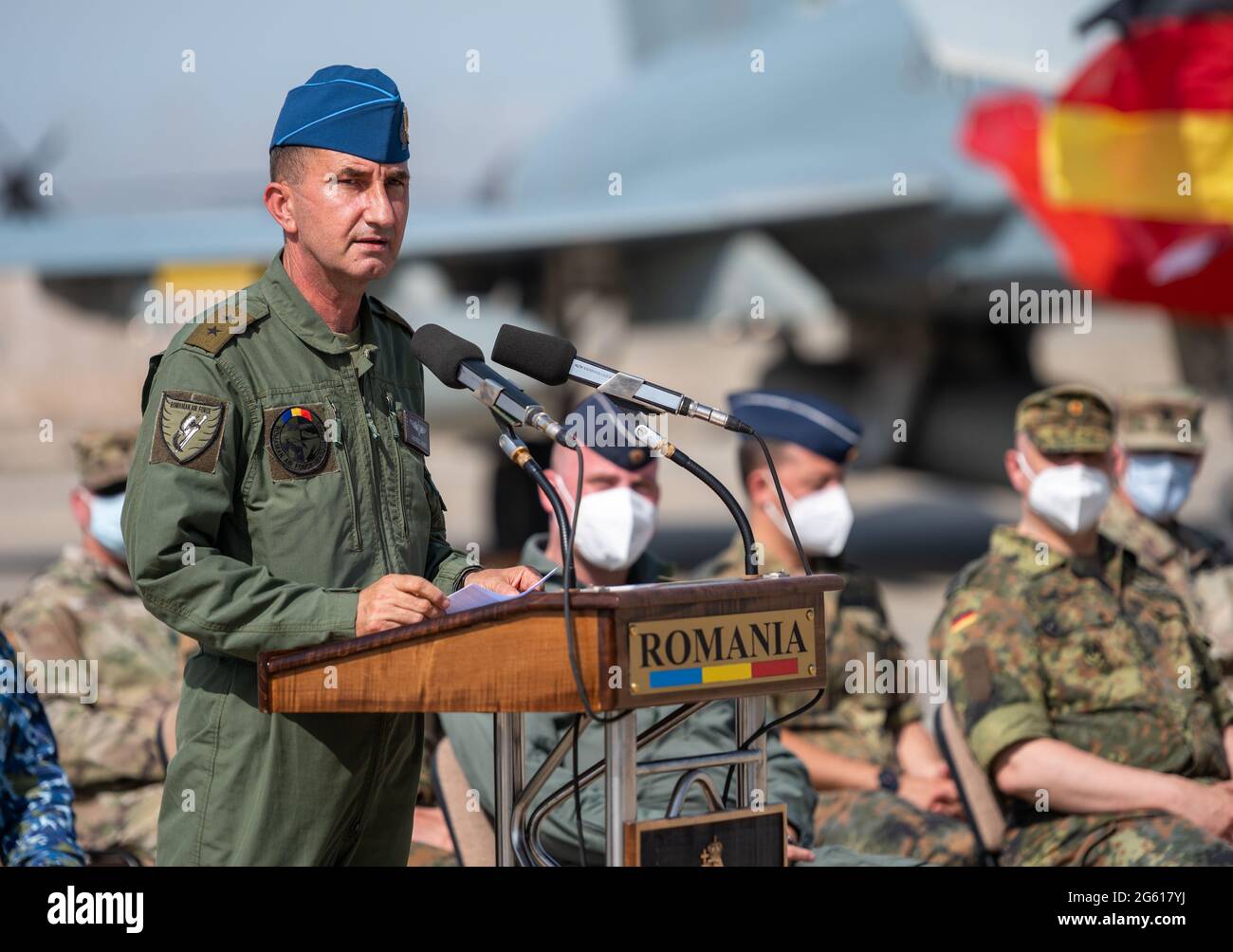 01 July 2021, Romania, Mihail Kogalniceanu: Viorel Pana, major general ...