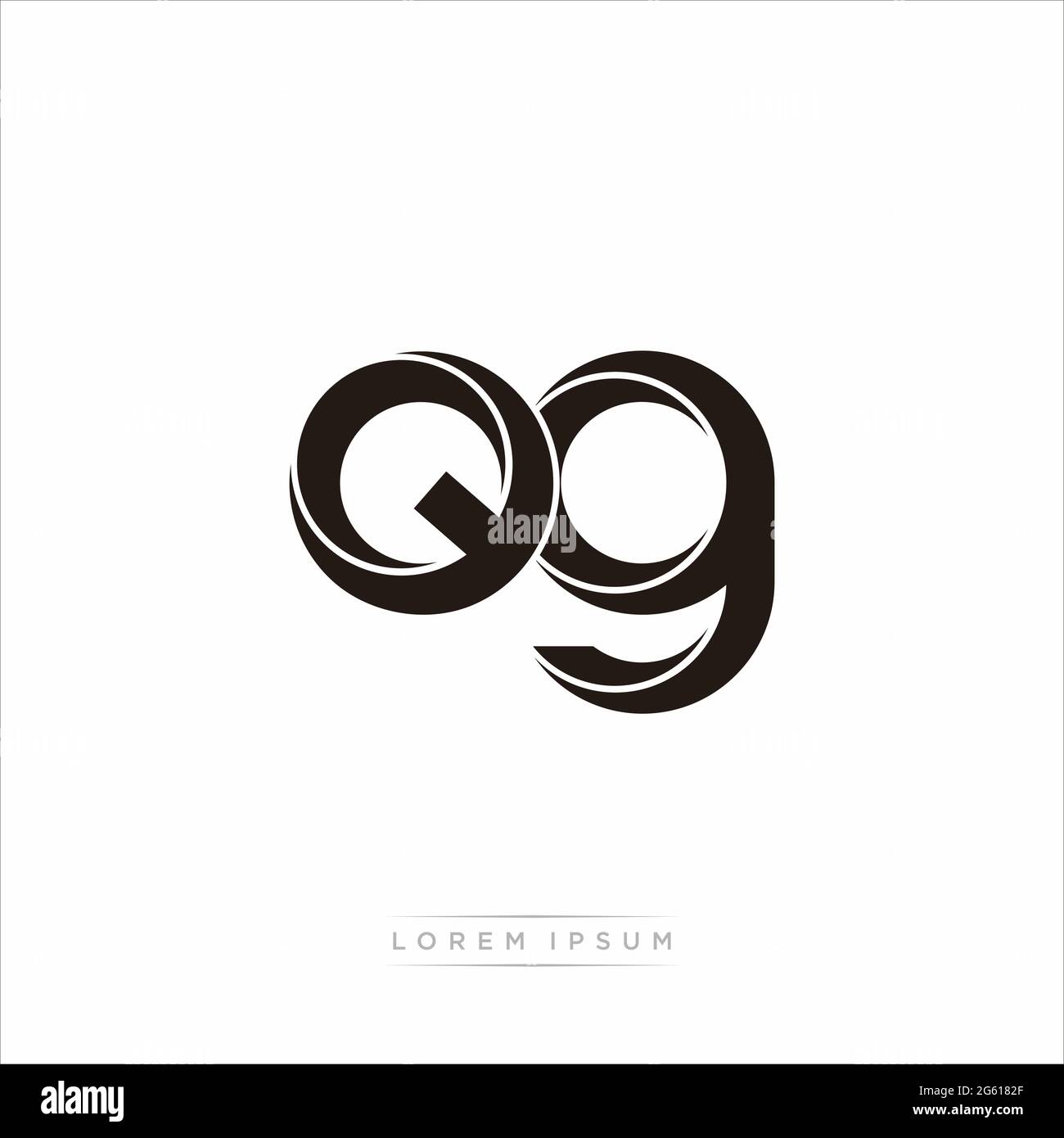 Initial Letter Split Lowercase Modern Monogram linked outline rounded ...