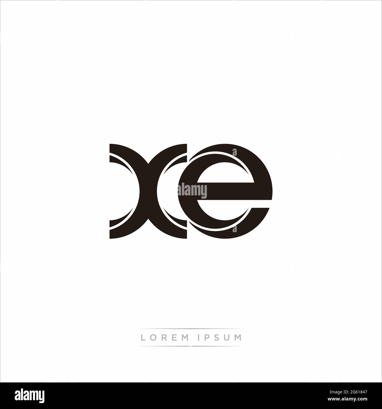 Initial Letter Split Lowercase Modern Monogram linked outline rounded ...