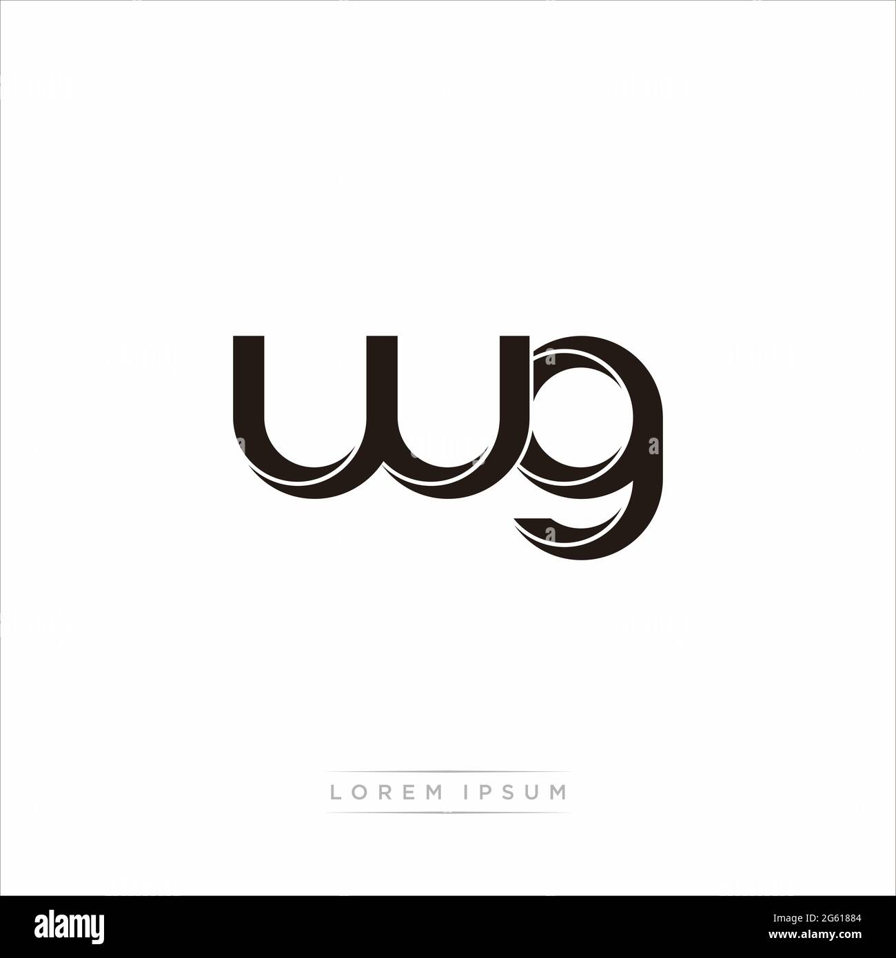 Initial Letter Split Lowercase Modern Monogram linked outline rounded ...