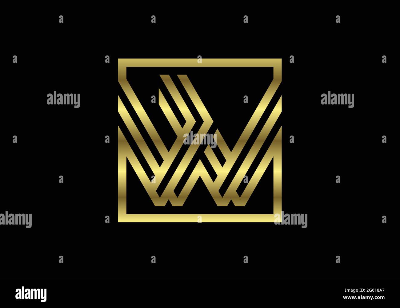 Golden Capital Lines Letter W. Creative Line Letters Design, Graphic ...