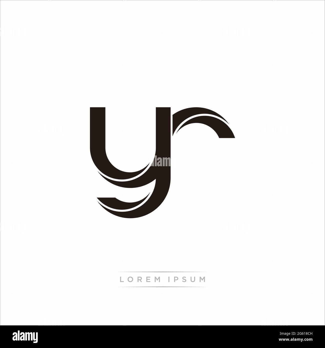 Initial Letter Split Lowercase Modern Monogram linked outline rounded ...