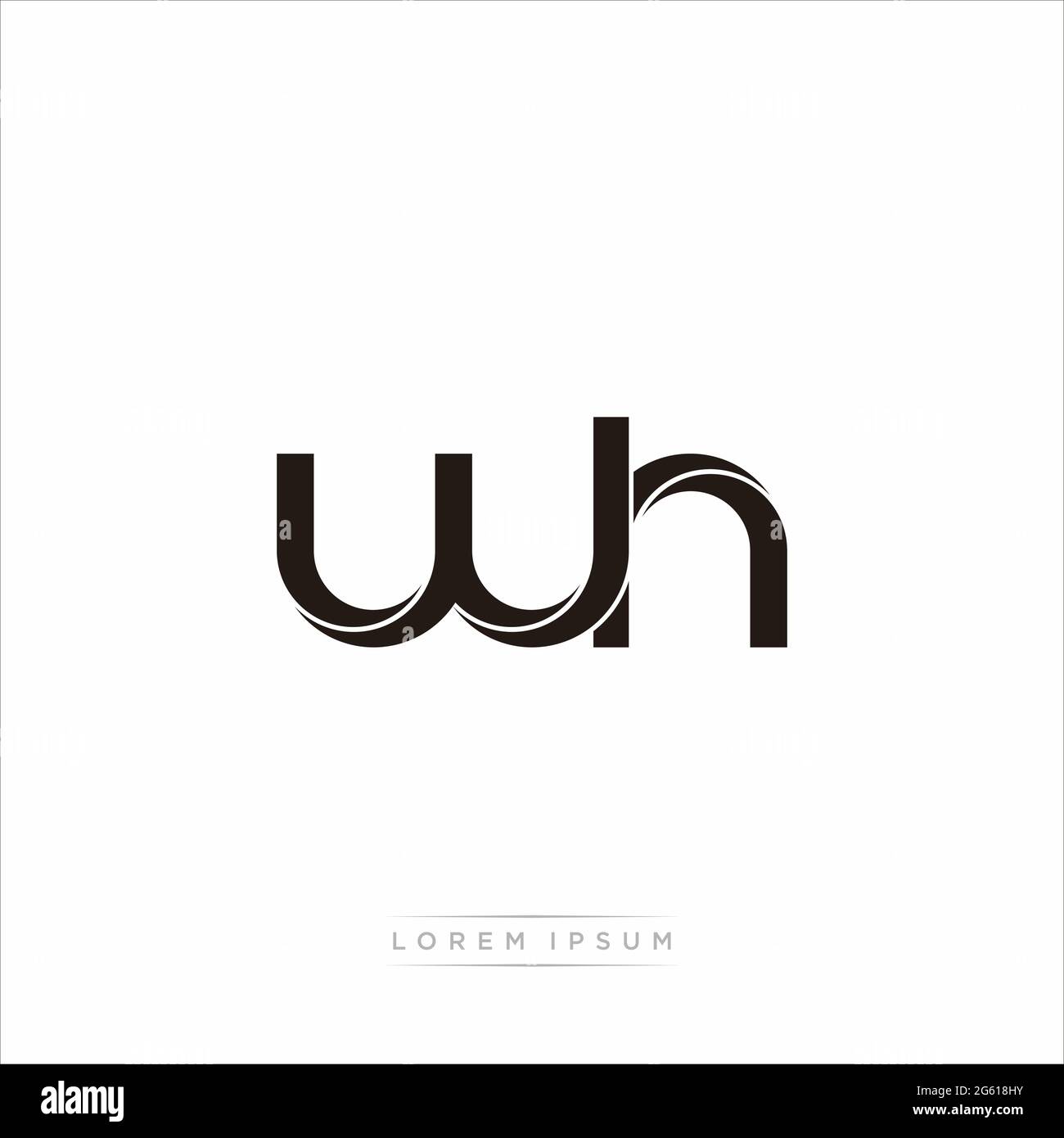 Initial Letter Split Lowercase Modern Monogram linked outline rounded ...
