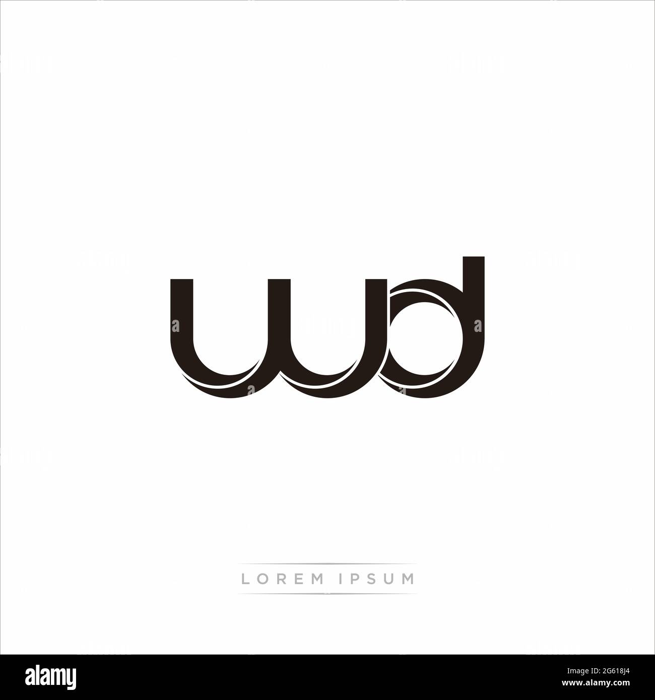 Initial Letter Split Lowercase Modern Monogram linked outline rounded ...