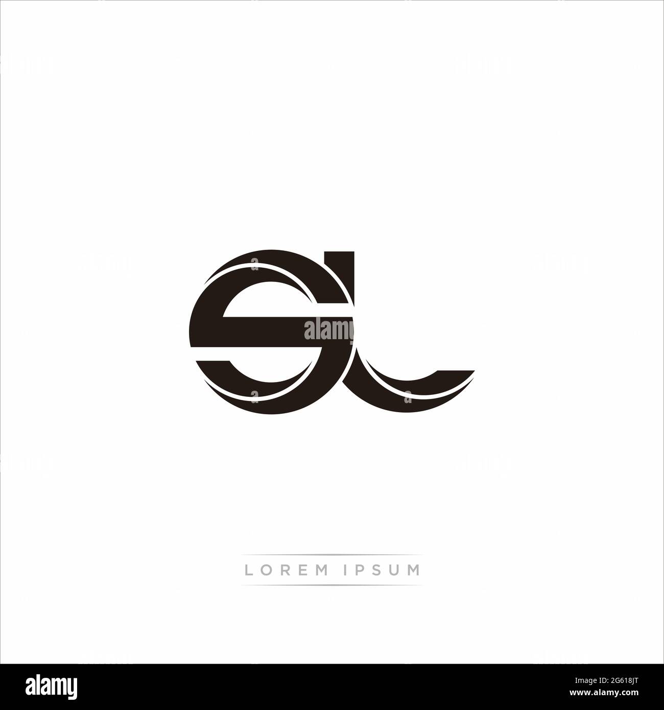 Initial Letter Split Lowercase Modern Monogram linked outline rounded logo isolated on white ...