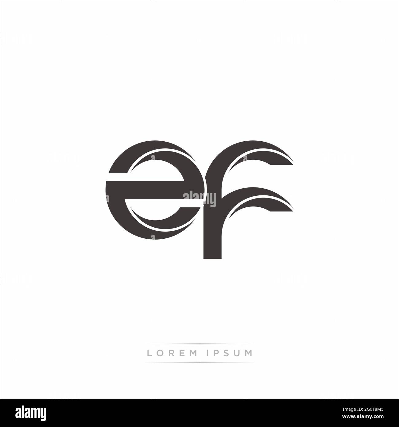 Initial Letter Split Lowercase Modern Monogram linked outline rounded ...