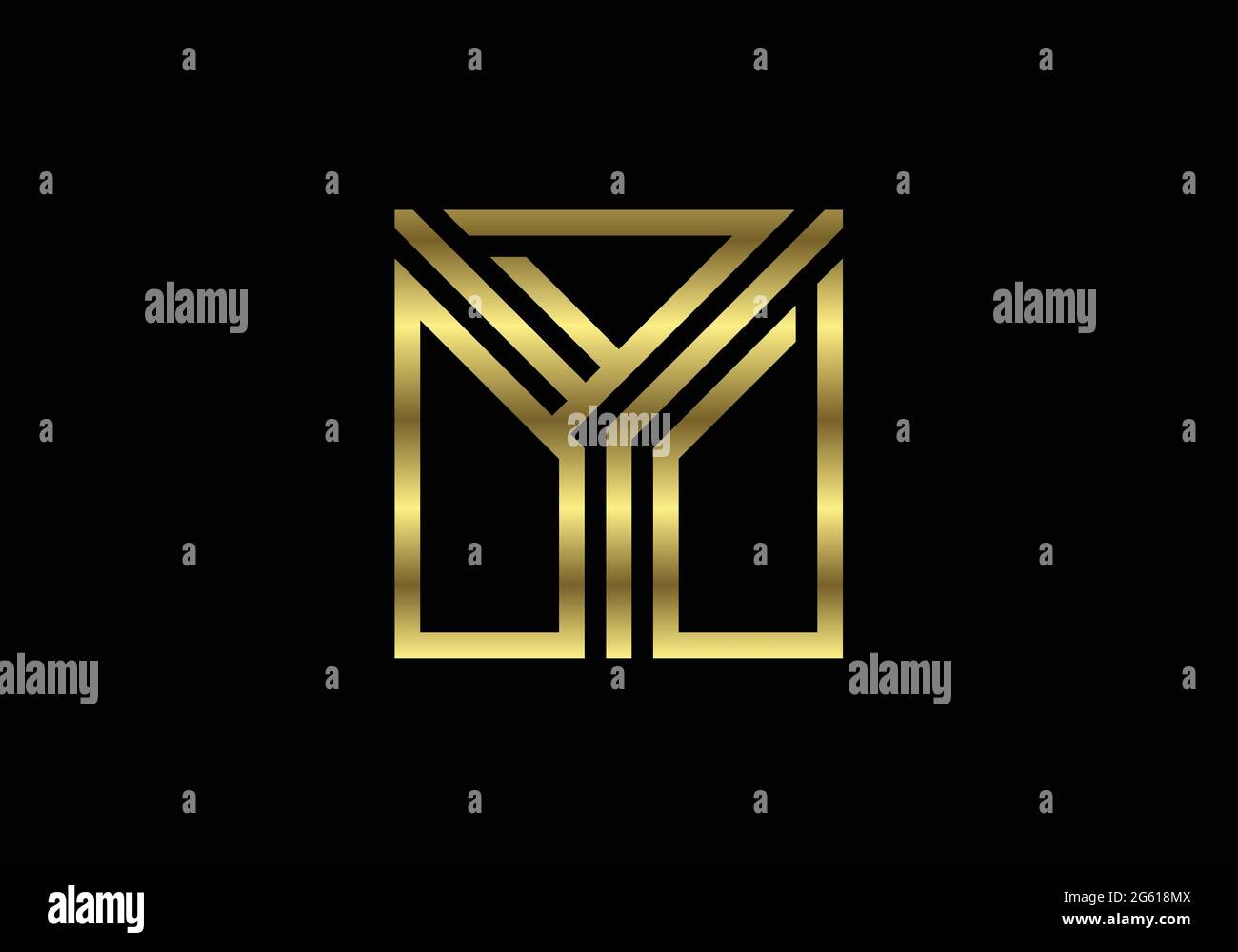 Golden Capital Lines Letter Y. Creative Line Letters Design, Graphic ...