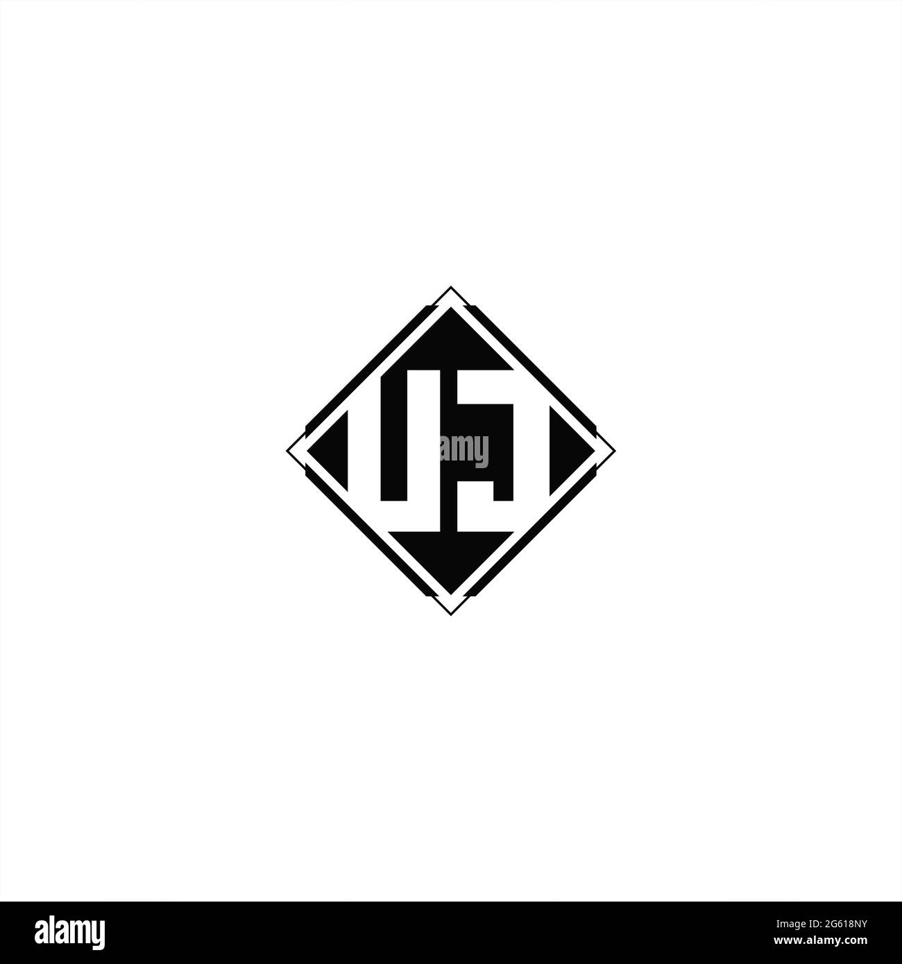 Monogram logo design with diamond square shape isolated on black colors ...