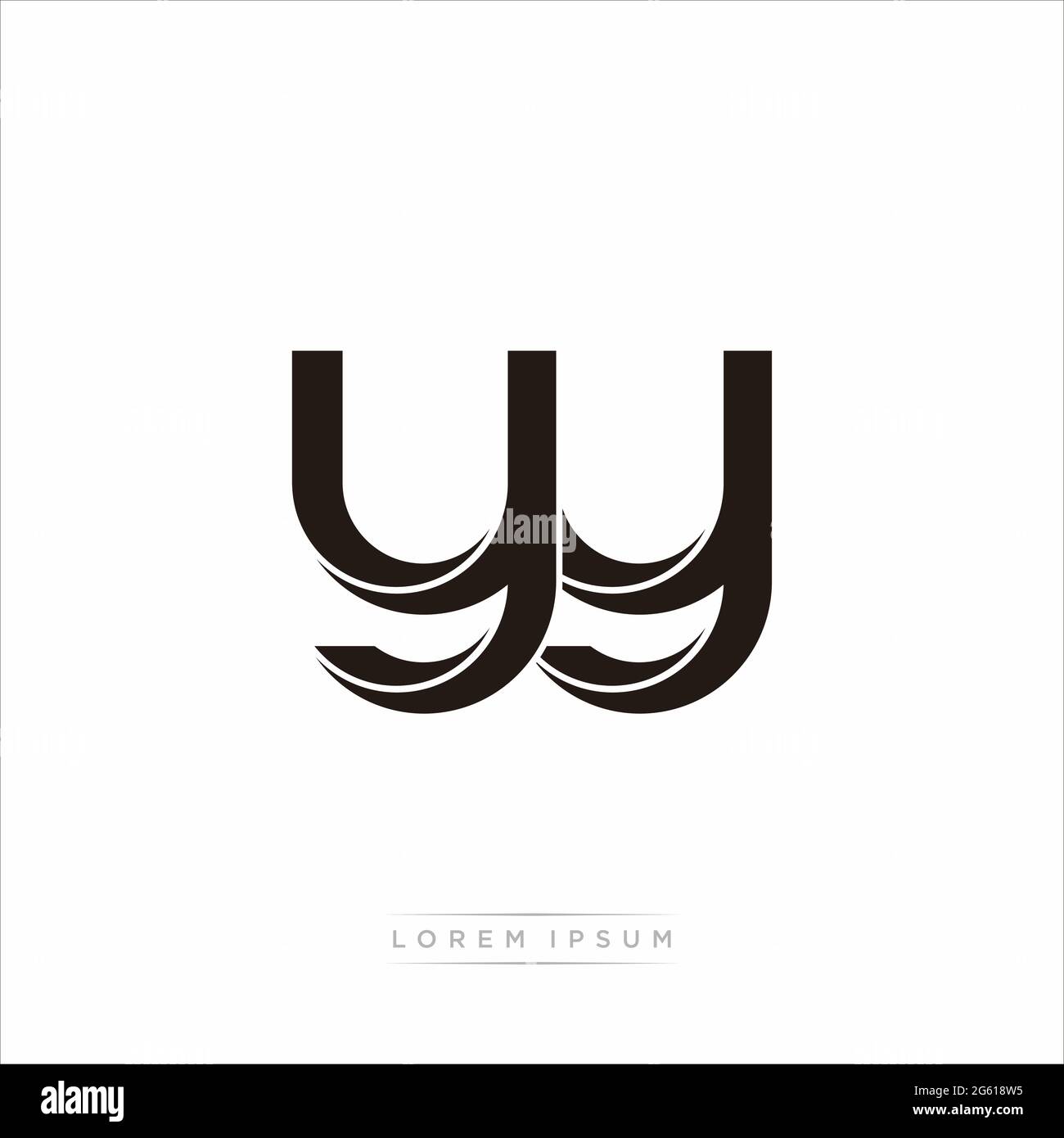 Initial Letter Split Lowercase Modern Monogram linked outline rounded ...