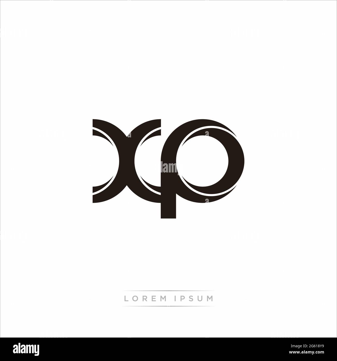 Initial Letter Split Lowercase Modern Monogram linked outline rounded ...