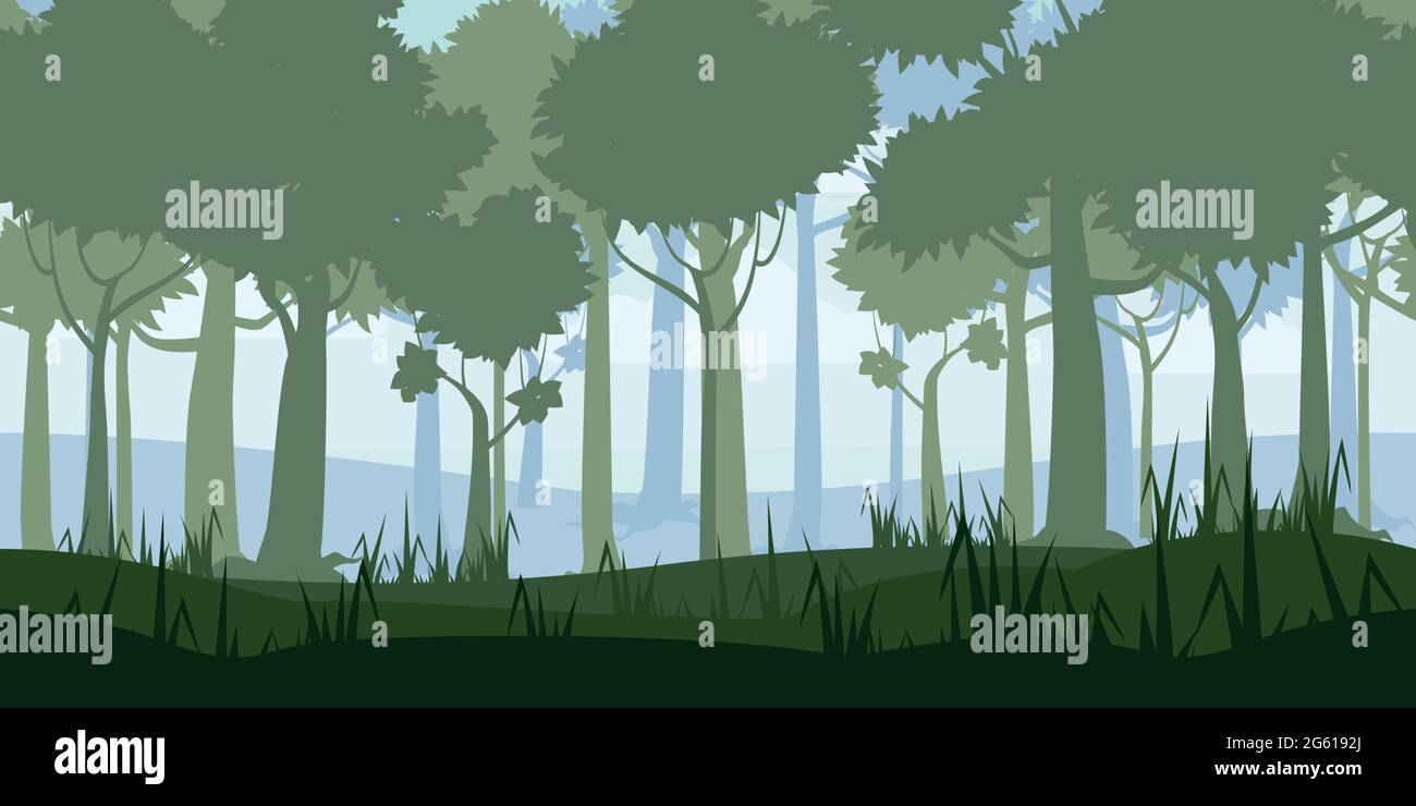 Jungle Tropical Forest landscape horizontal seamless background for ...