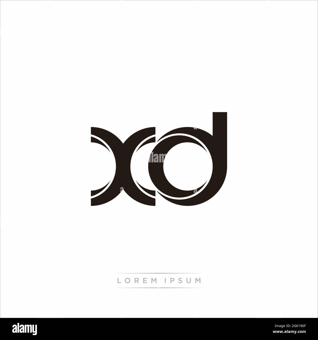 Initial Letter Split Lowercase Modern Monogram linked outline rounded ...