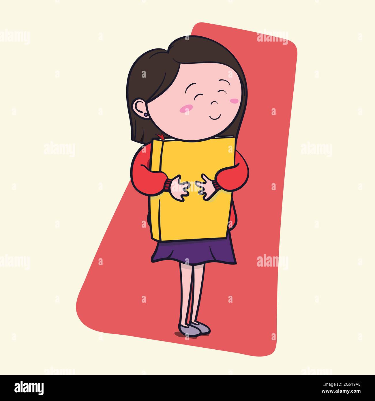 Cute little girl book lover enjoys reading big books and novels ...