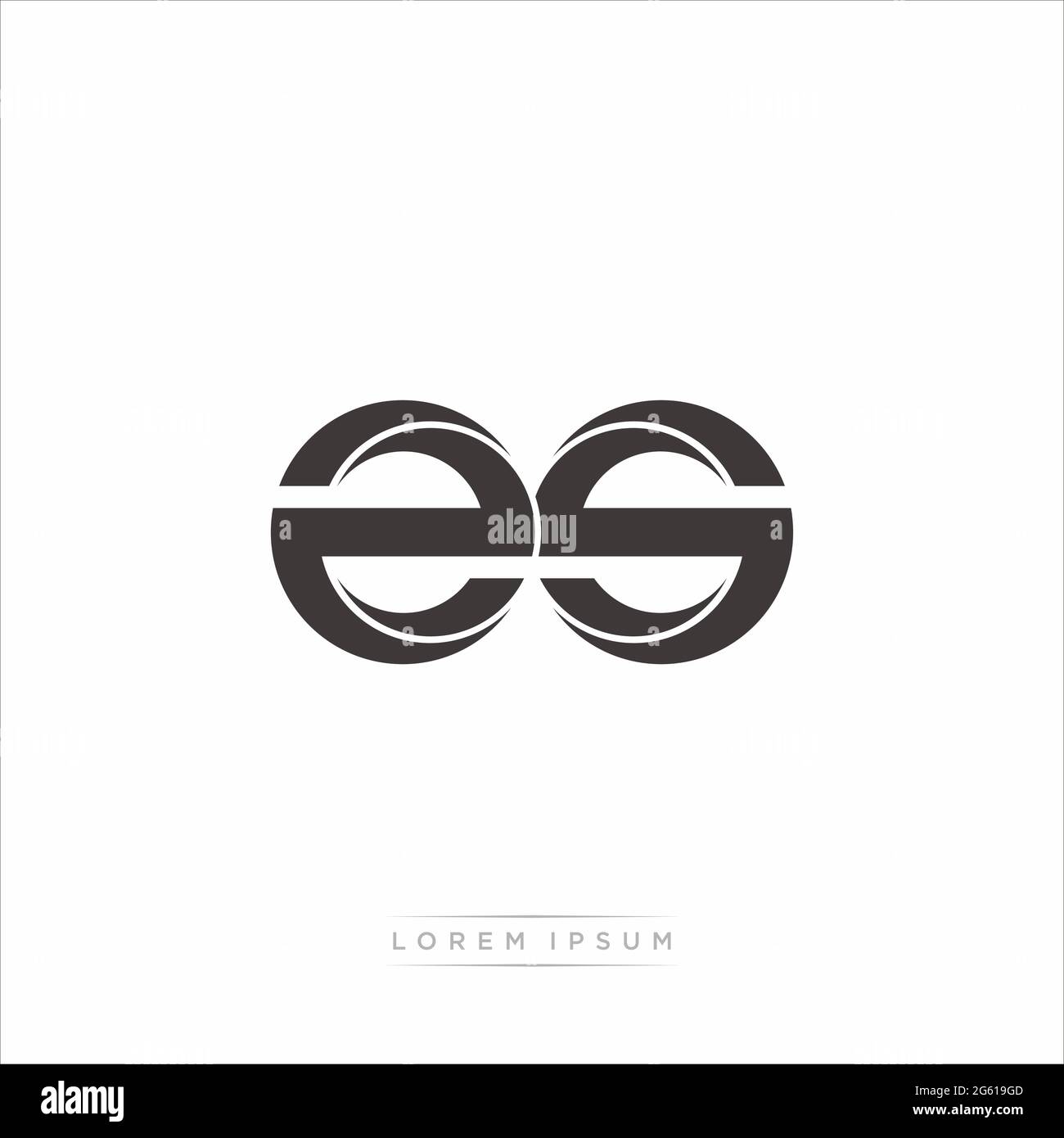 Initial Letter Split Lowercase Modern Monogram linked outline rounded ...