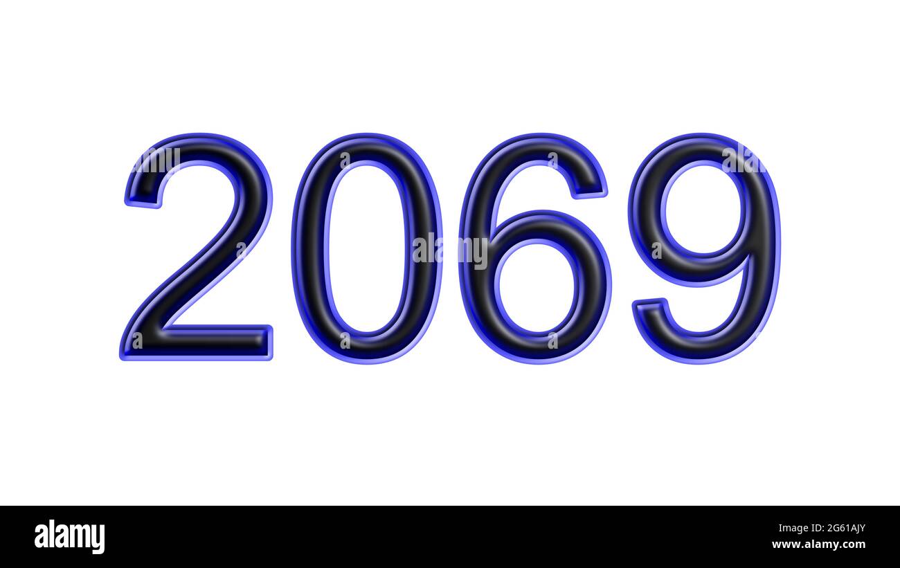 blue 2069 number 3d effect white background Stock Photo - Alamy