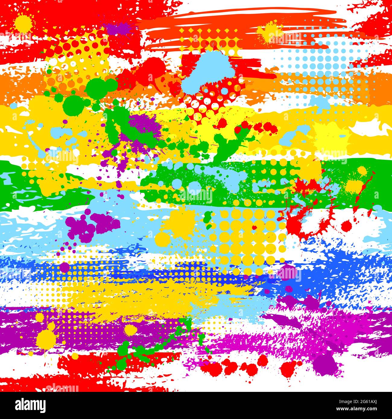 Seamless rainbow background made from brush strokes. Vector ...