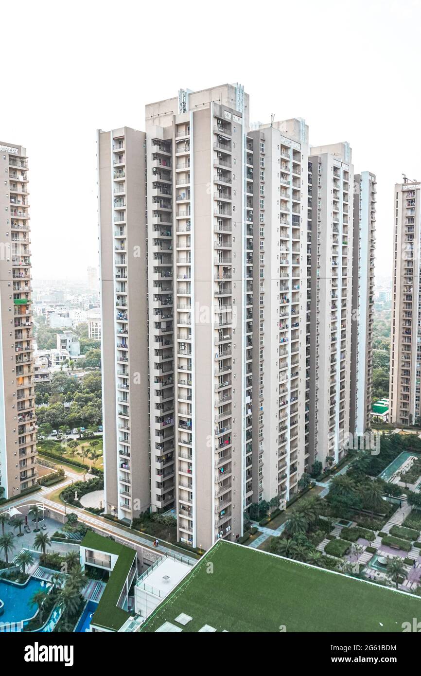 Vertical shot of residential buildings in Noida, India Stock Photo - Alamy