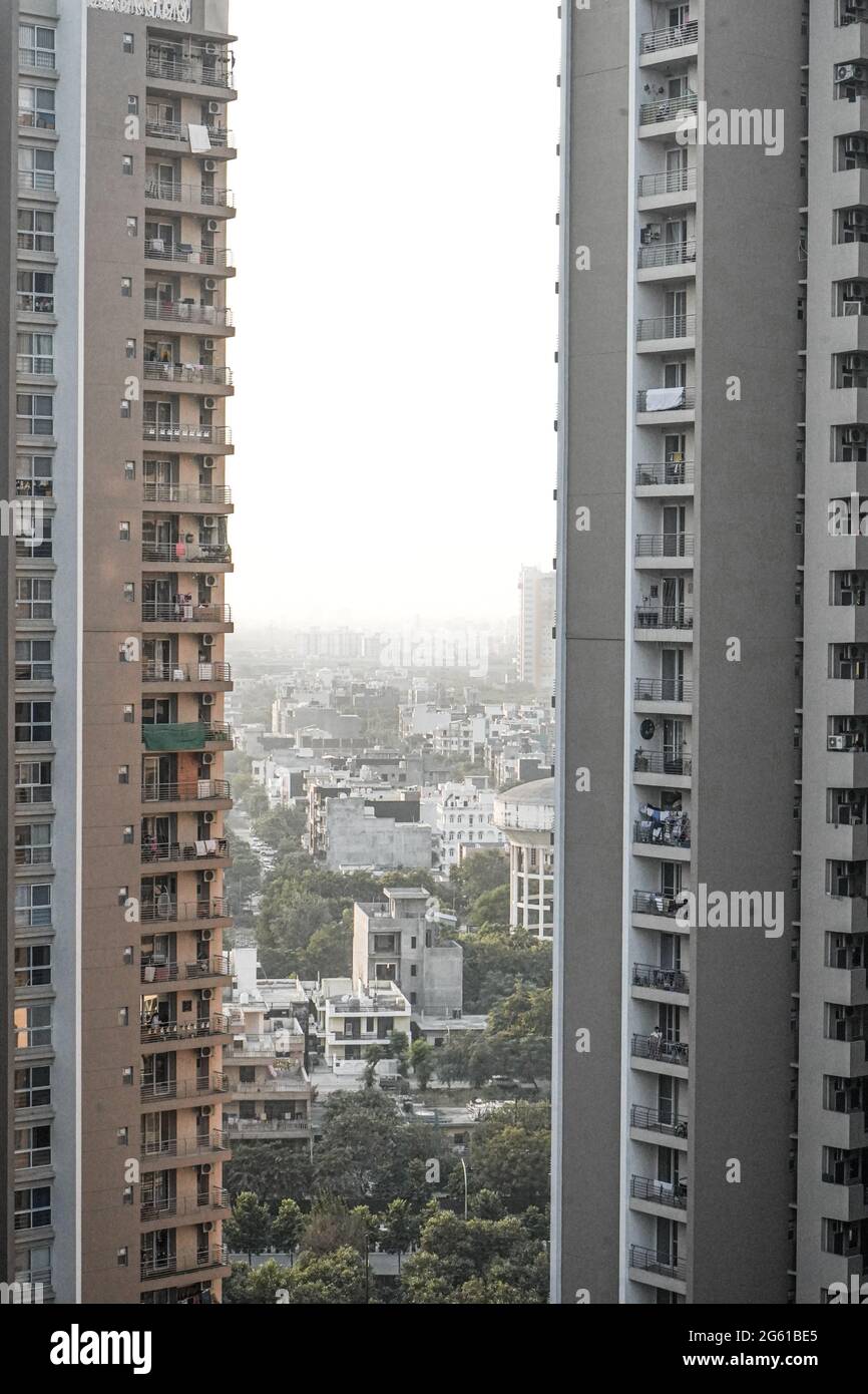 Vertical shot of residential buildings in Noida, India Stock Photo - Alamy