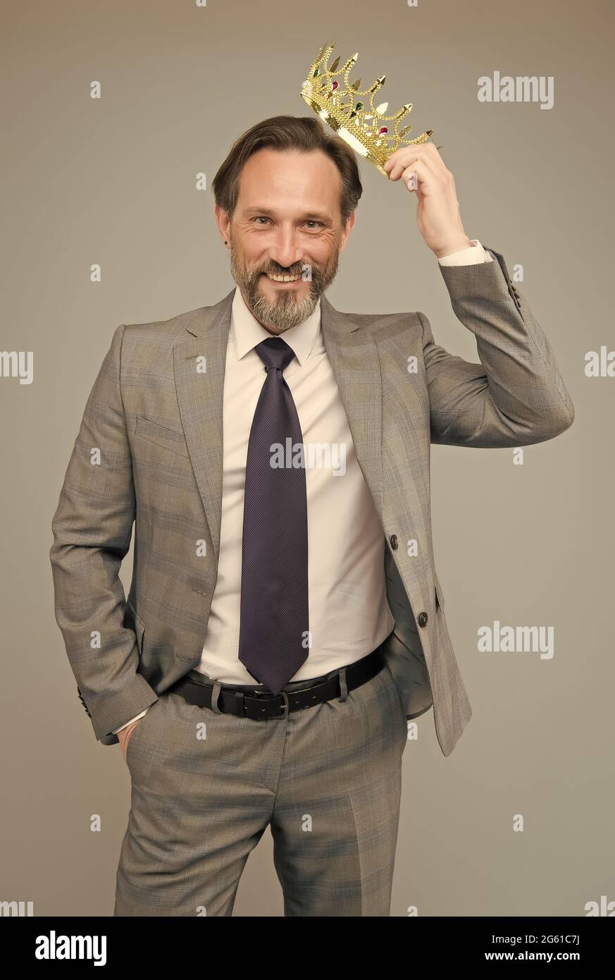 Award winner handsome man actor artist scientist with crown, successful ...