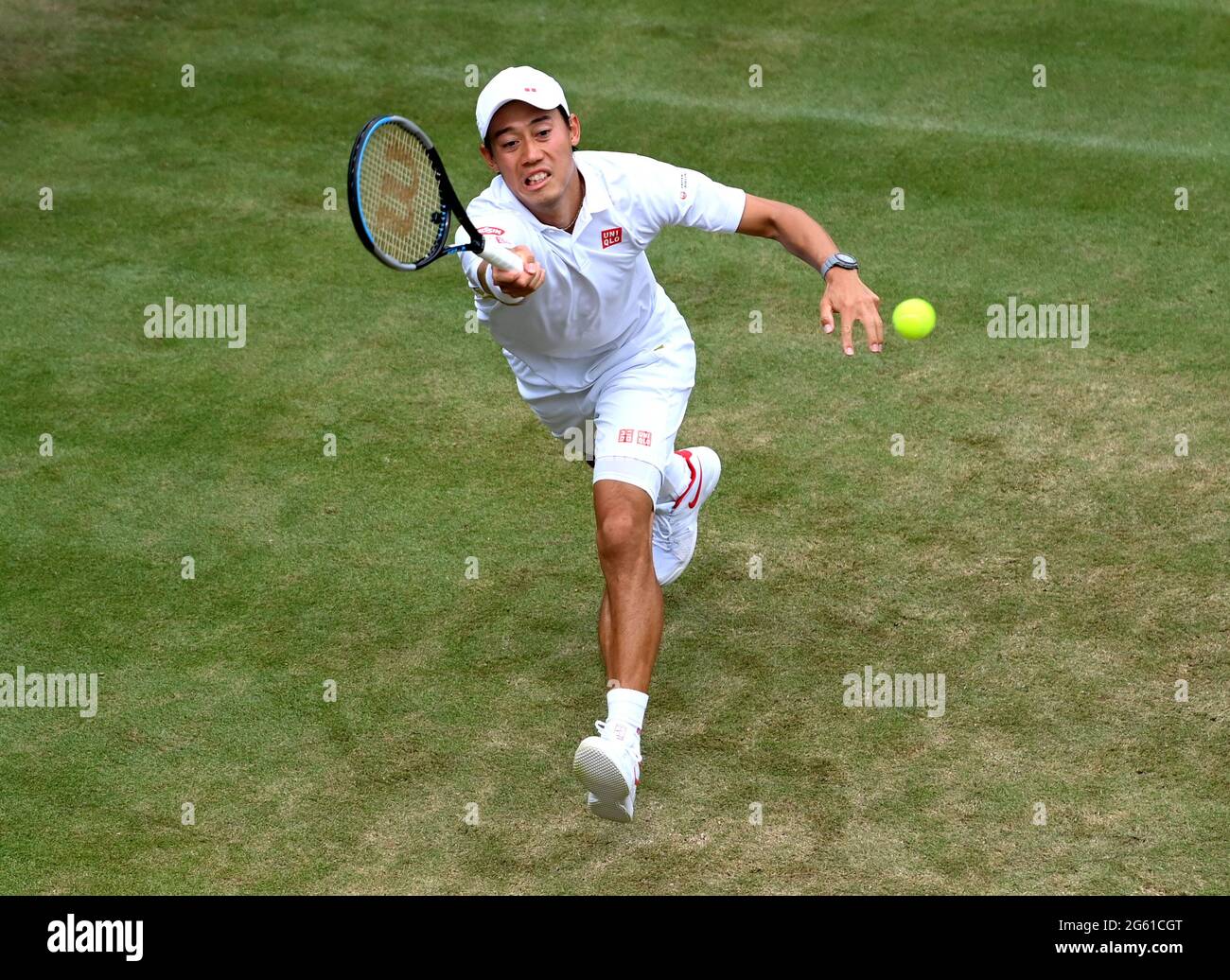 Kei Nishikori in action during his gentlemen's singles match against ...