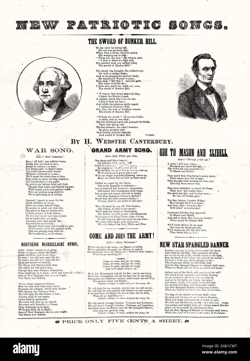 New Patriotic Songs, 1860 campaign song sheet Stock Photo - Alamy