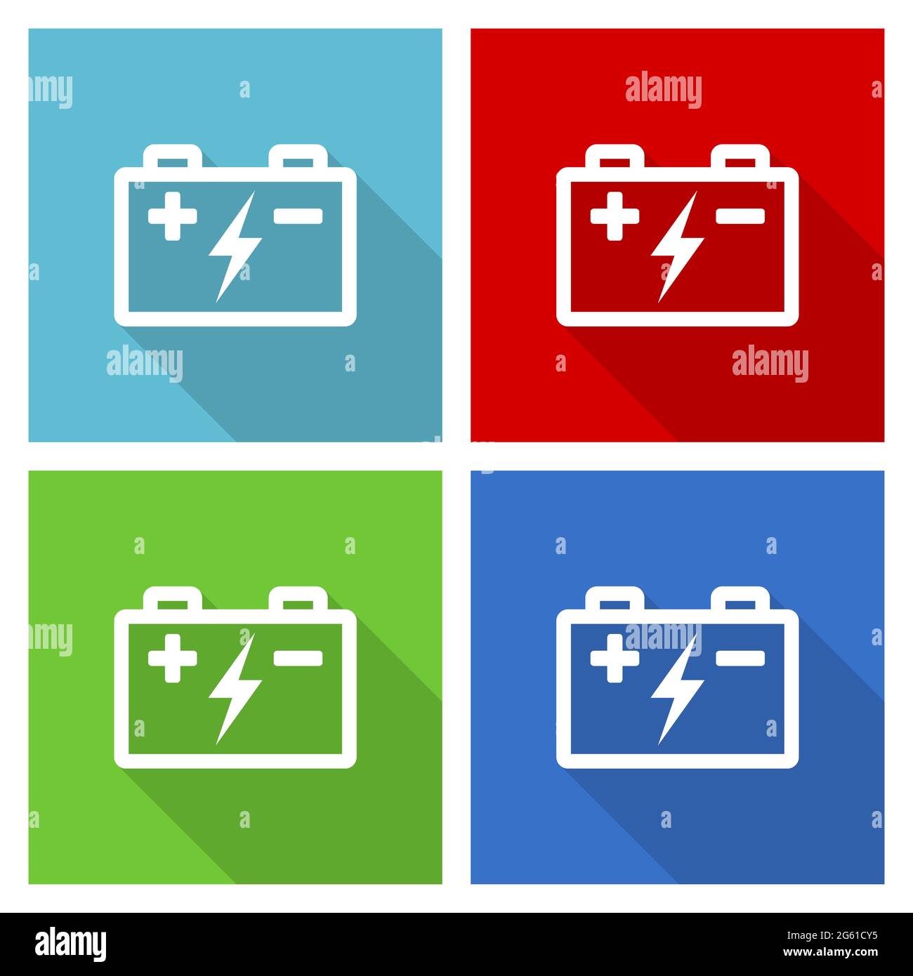 Battery, power storage icon set, flat design vector illustration in eps ...