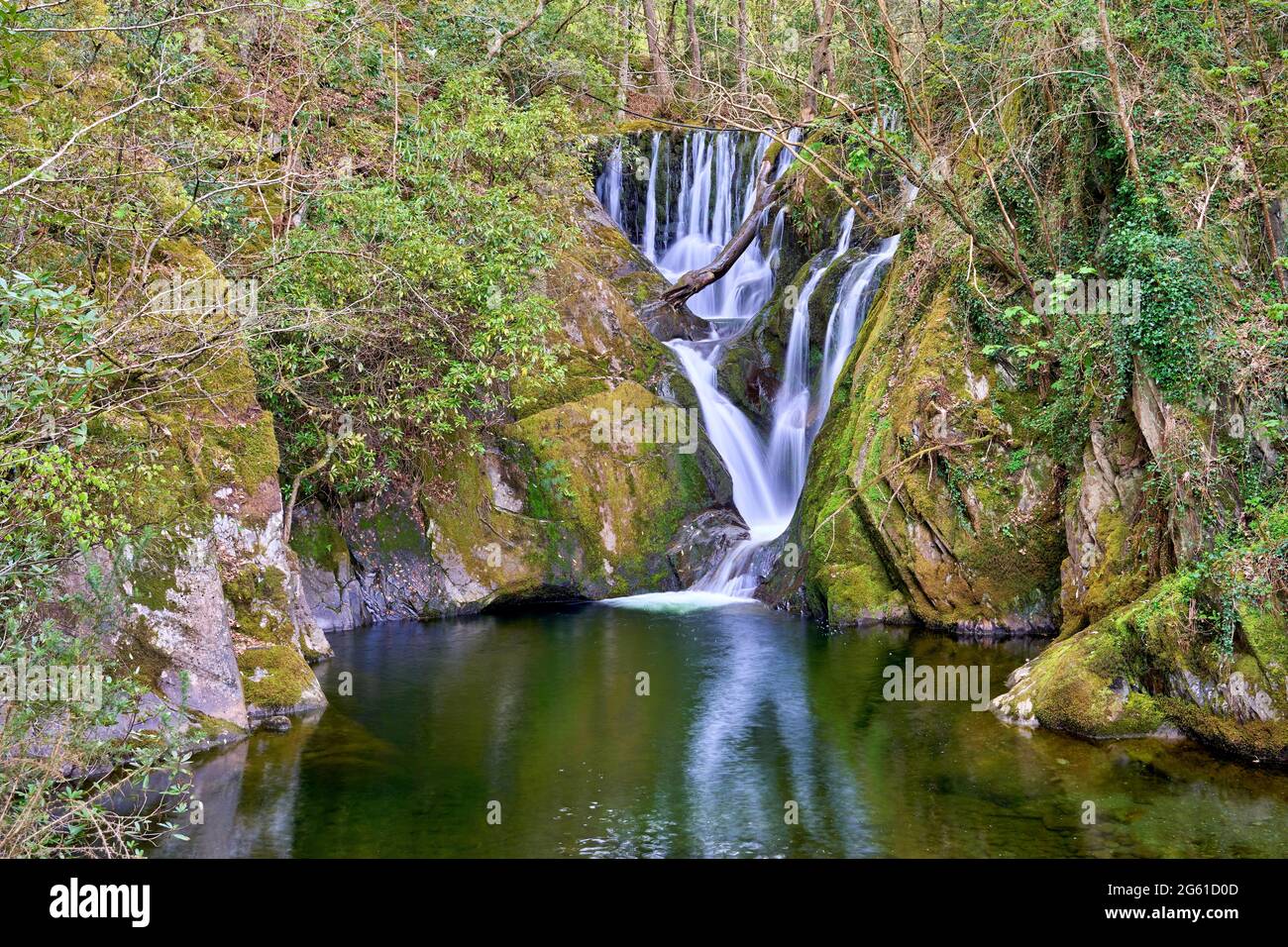 Waterfall on the River Einion at Dyfi Furnace in Ceredigion, Wales ...