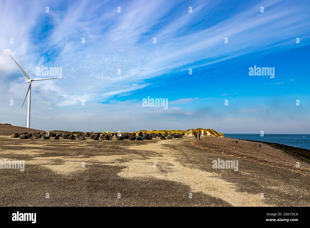 Windmill on the esplanade of the Delta Works next to the Rhine - Meuse ...
