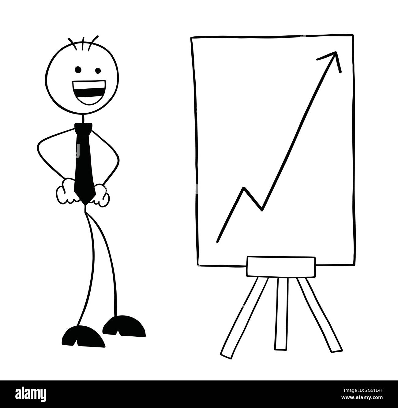 Stickman businessman character with the rising sales chart and very ...