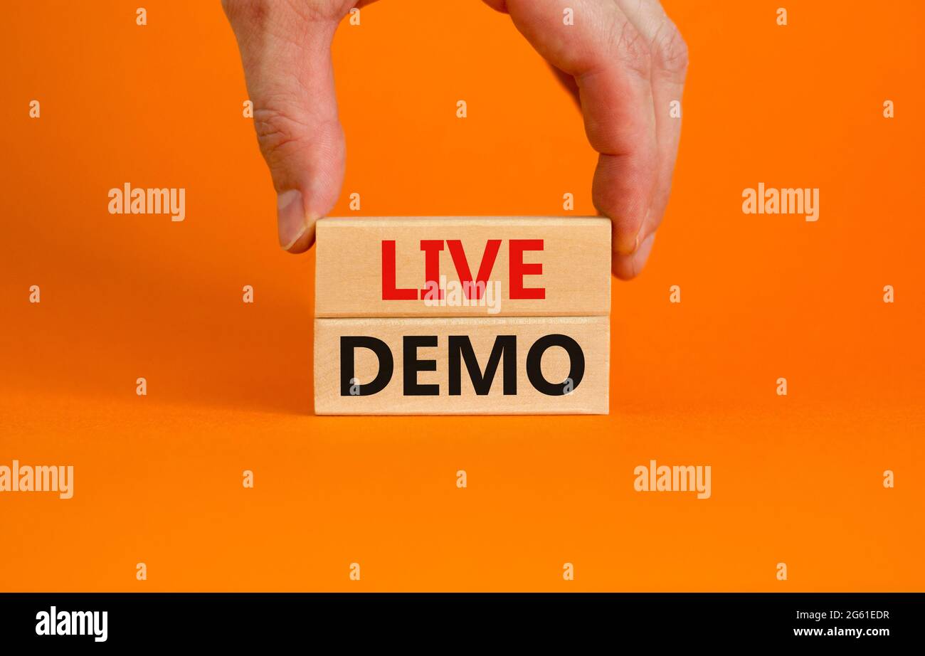 Live demo symbol. Concept words 'live demo' on wooden blocks on a ...