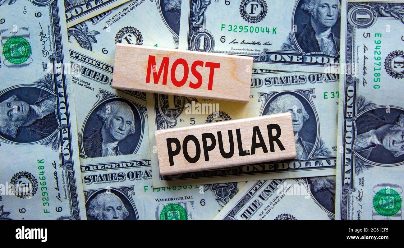 Most popular symbol. Concept words Most popular on wooden blocks on a ...