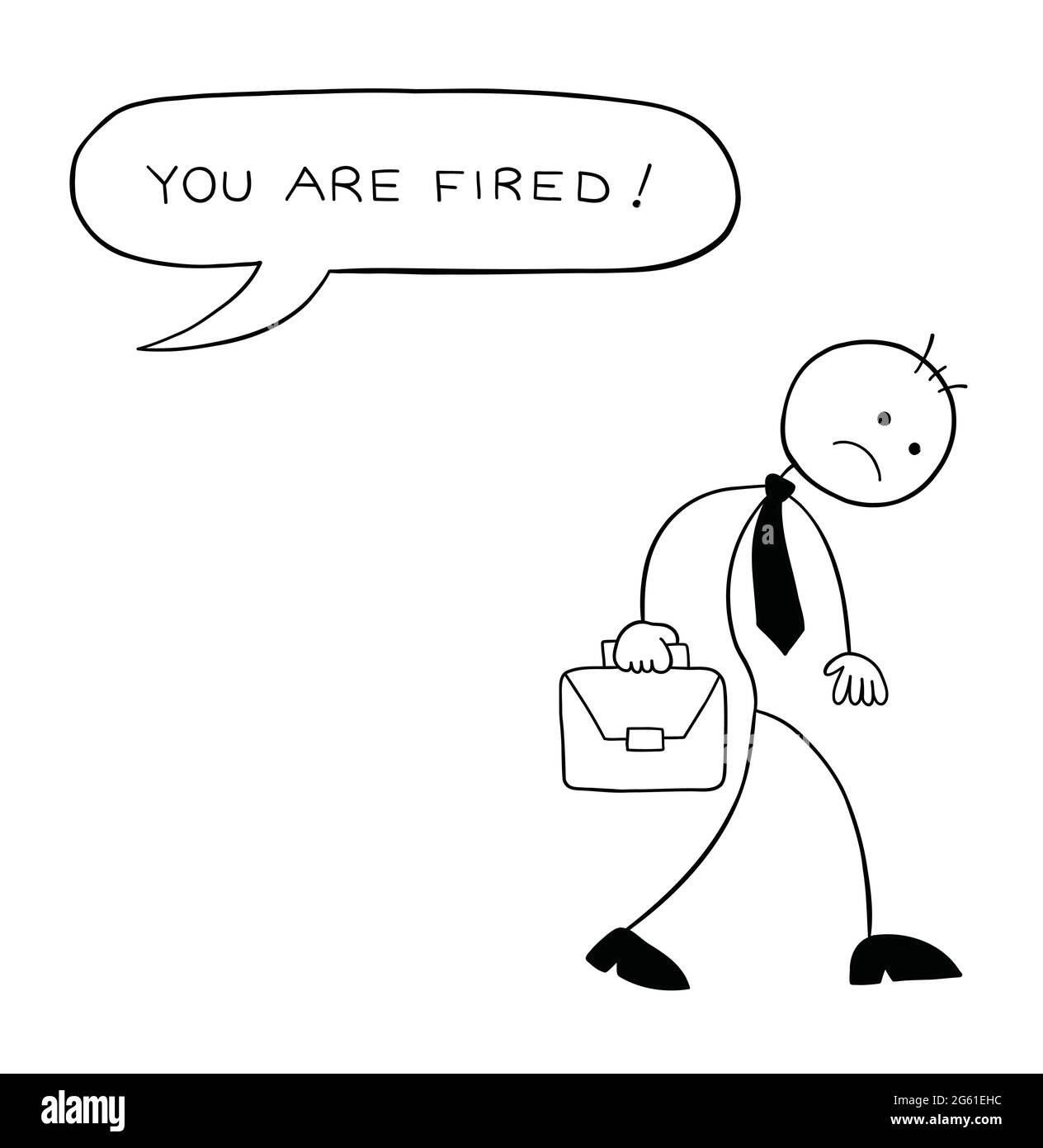 Stickman businessman character got fired and leaving sadly, vector ...