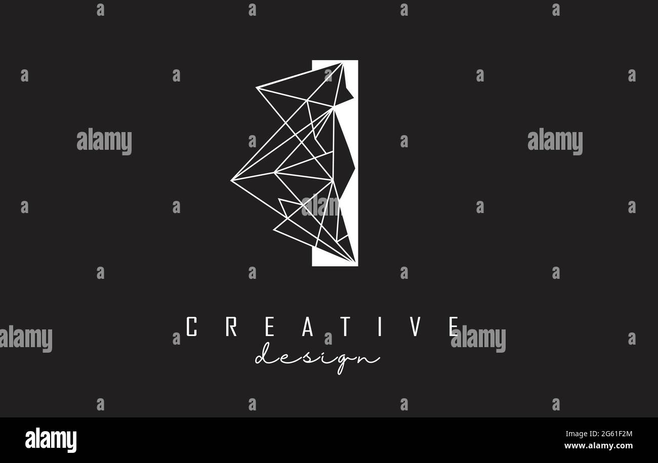 Outline Letter I logo design with broken stone, glass detail. Vector ...