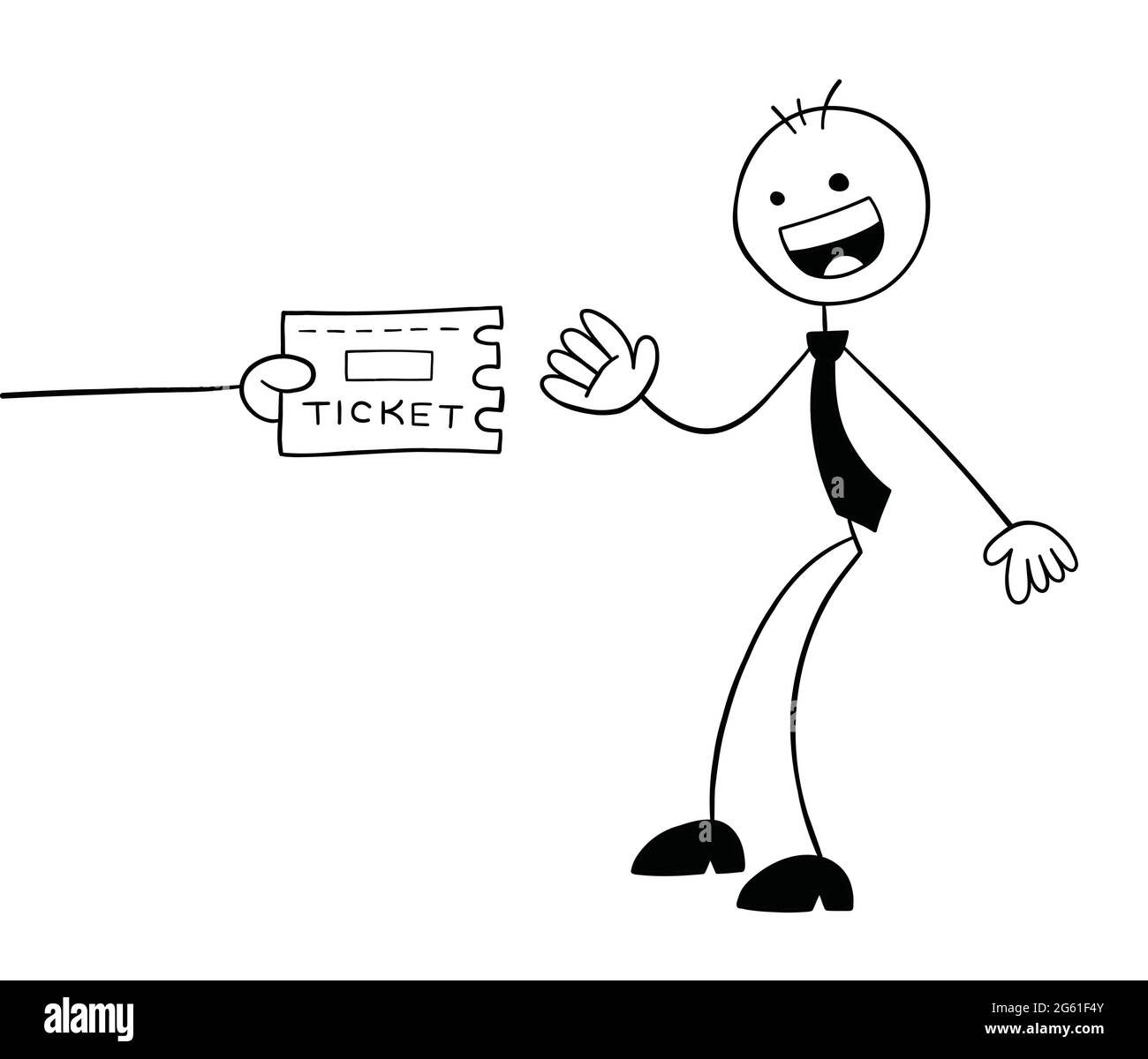 Stickman businessman character taking a ticket and very happy, vector ...