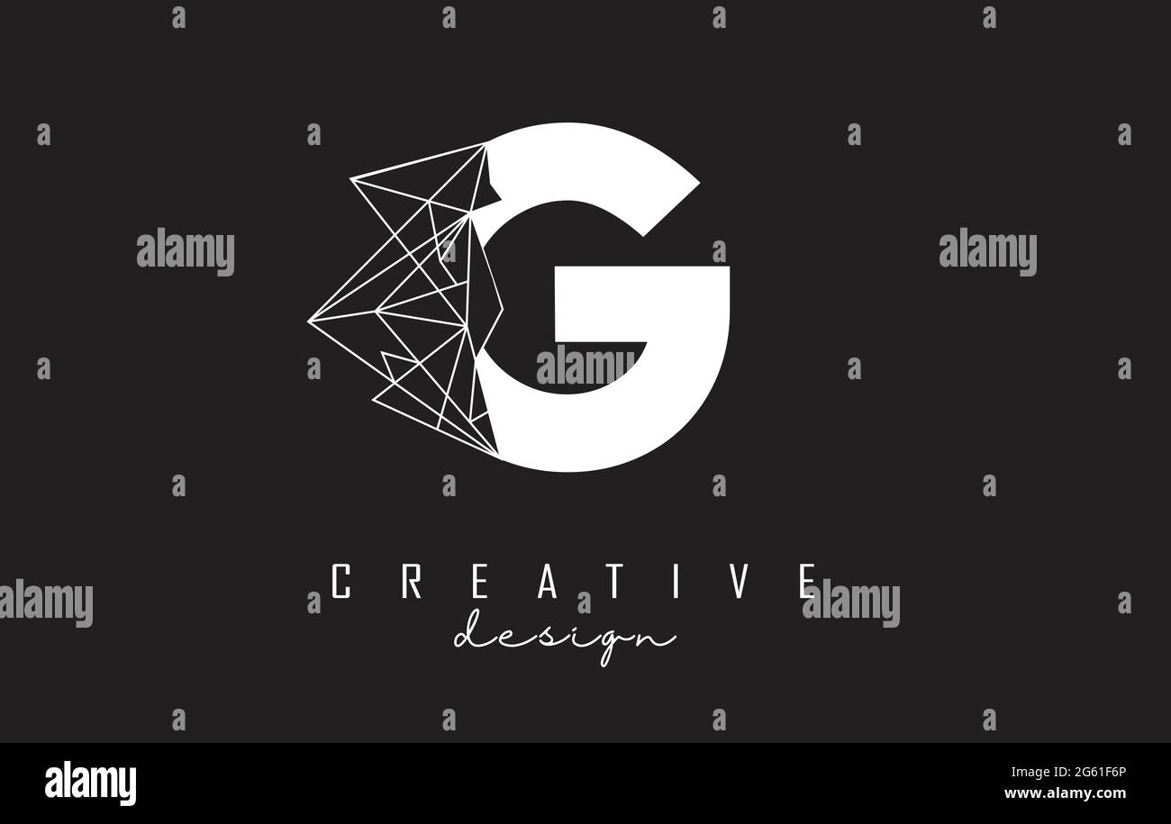 Outline Letter G logo design with broken stone, glass detail. Vector ...