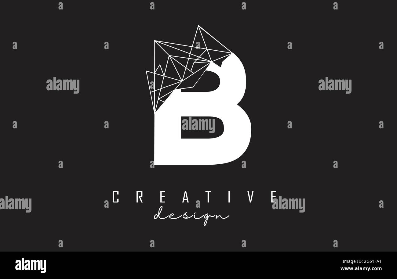 Outline Letter B logo design with broken stone, glass detail. Vector ...