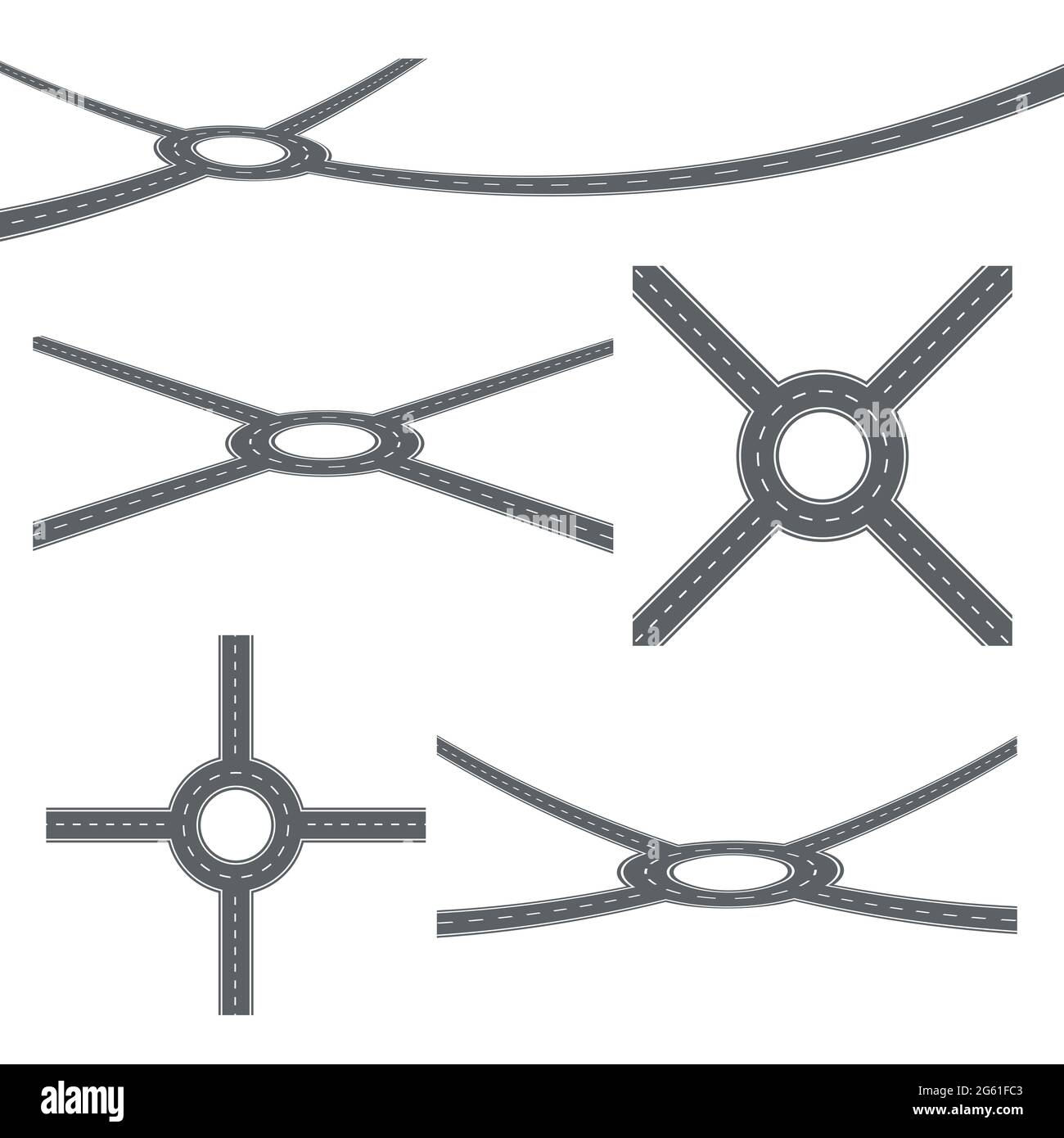 Roundabout, Circular Segment Of Road Set Vector Stock Vector Image ...