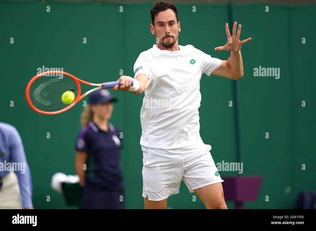 Gianluca Mager in action against Nick Kyrgios in the second round match ...