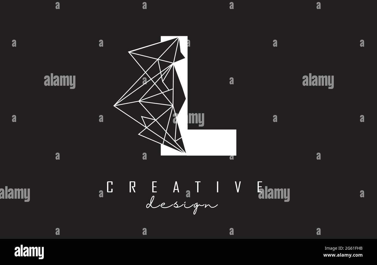 Outline Letter L logo design with broken stone, glass detail. Vector ...