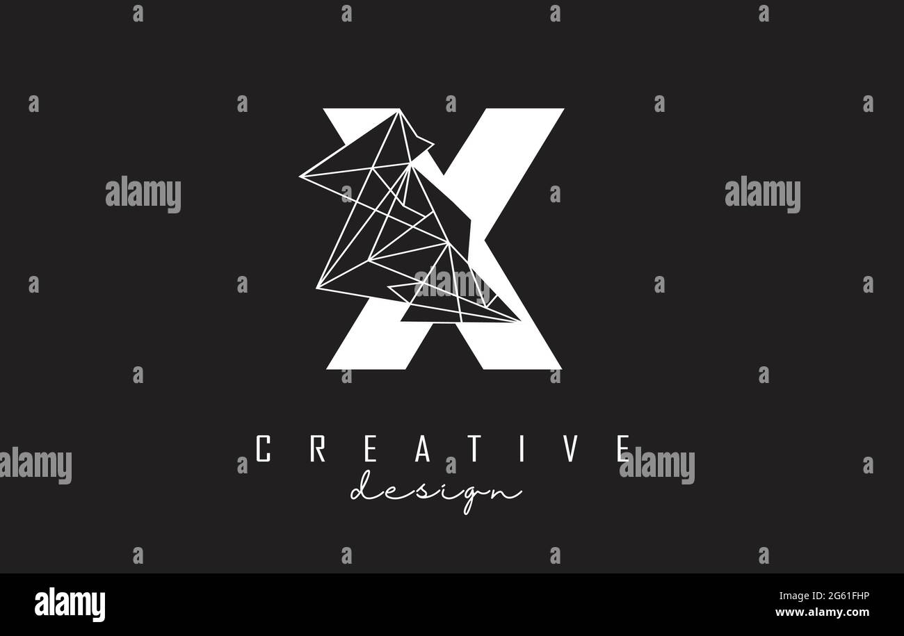 Outline Letter X logo design with broken stone, glass detail. Vector ...